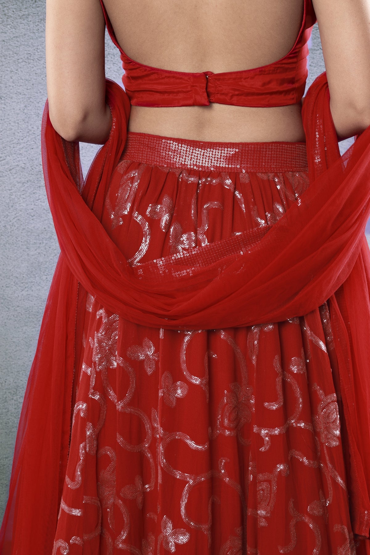 Red Sequin Lehenga (3-piece Set) – Dri By Himadri